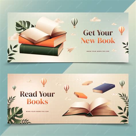 Premium Vector Books Banners In Realistic Style