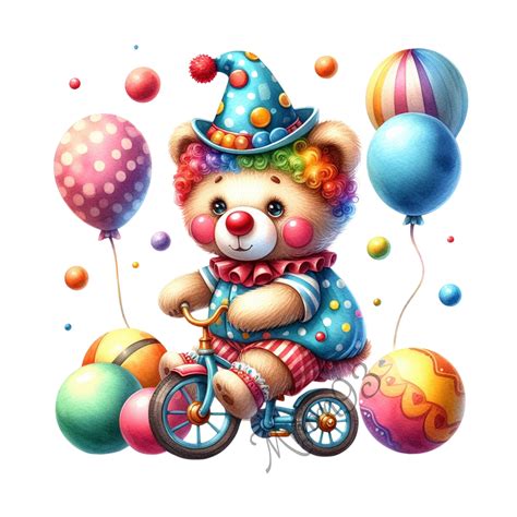 Cute Clown Clipart Clown Clipart Bundle Prontable File Teddy Bear