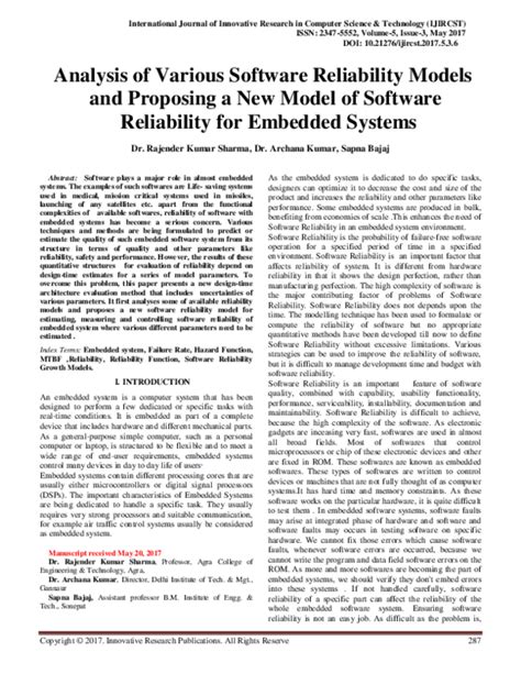 Pdf New Software Reliability Model For Embedded Systems