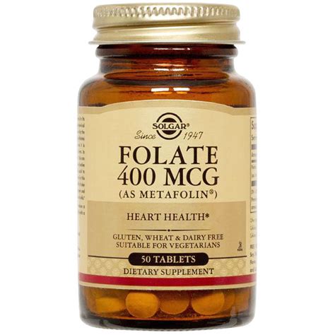 Folate 400 Mcg 100 Tablets Solgar