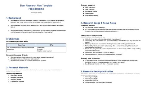 User Research Plan Template How To Plan Writing Rubric Templates