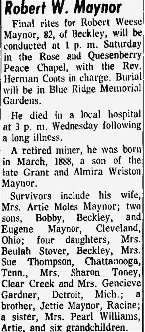 Robert Weese Maynor 1888 1971 Find A Grave Memorial