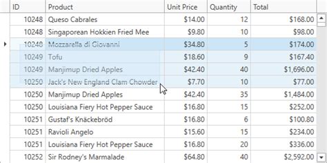 Common Selection Features Wpf Controls Devexpress Documentation