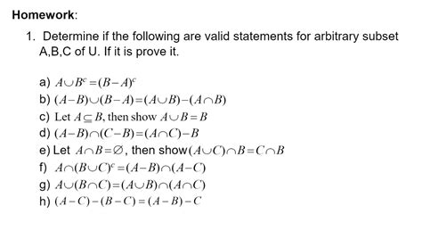 solved 1 determine if the following are valid statements