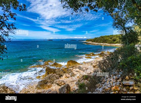 Empty Rocky Beaches Inaccessible To Tourists On The Istrian Coast In