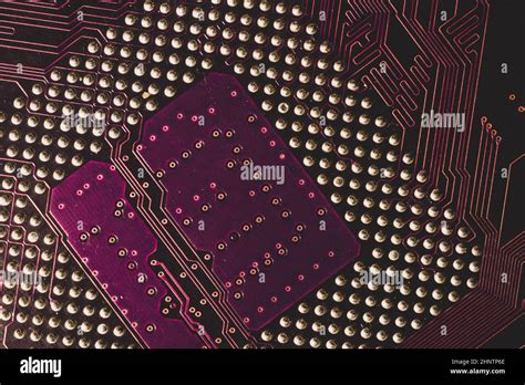 Processor Pins Macro Computer Motherboard Close Up Cpu Pins On A Circuit Board Micro Elements