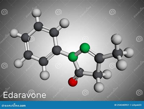 Edaravone Molecule Structural Chemical Formula Molecule Model Vector
