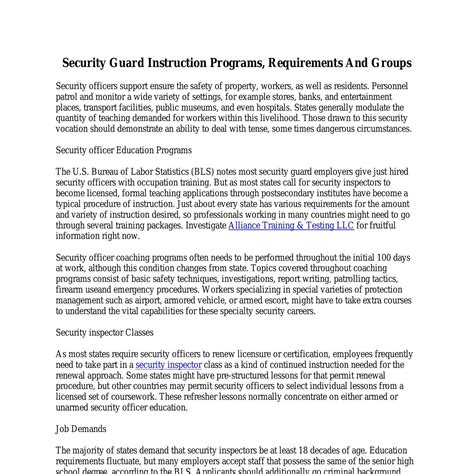 Security Guard Instruction Programspdf Docdroid