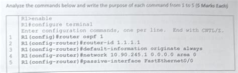 Solved Analyze The Commands Below And Write The Purpose Of Chegg Com