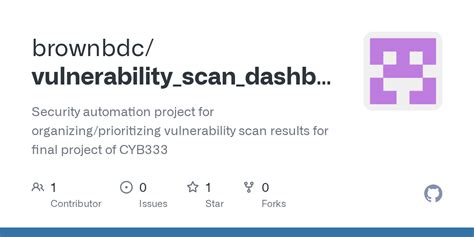 Github Brownbdcvulnerabilityscandashboard Security Automation