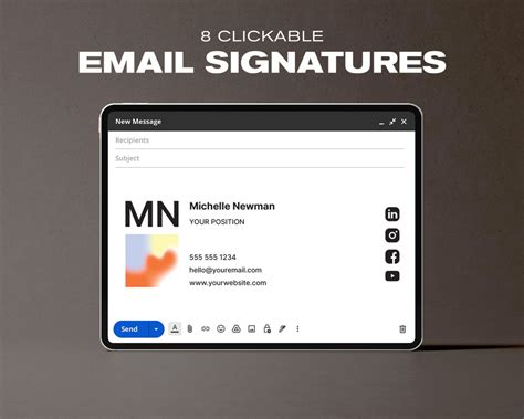 Email Signature With Photo And Initials Email Signature For Etsy