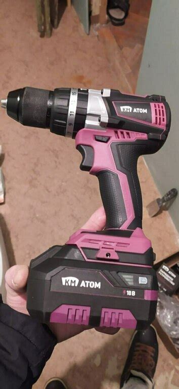 Дрель-шуруповерт аккумуляторная ударная КМ АТОМ 18В Li-Ion без АКБ и ЗУ ...