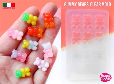 Gummy Bears Clear Silicone Mold 9 Cavityes 17 Mm Height X Approx 10