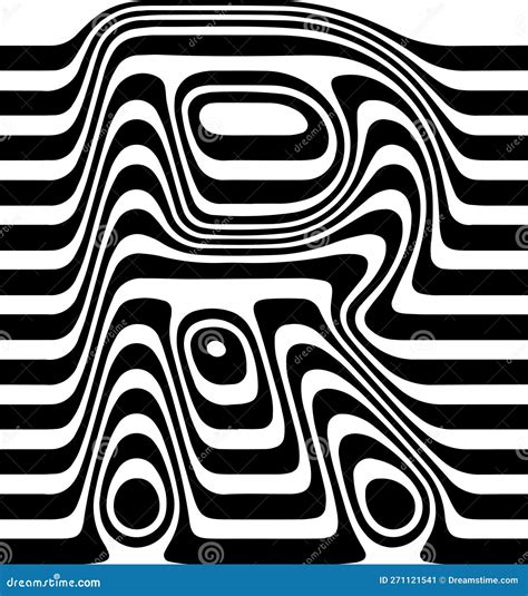 Liquified Letter L 3d Striped Sign Optical Illusion Font For Opart Style Logo And Monogram