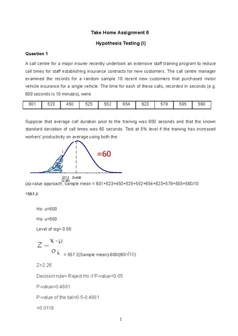 Bsb123 Tha 6 Hypothesis Testing Take Home Assignment 6 Hypothesis