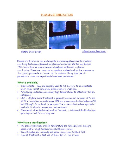 Plasma Sterilization What Is Available Pdf Sterilization