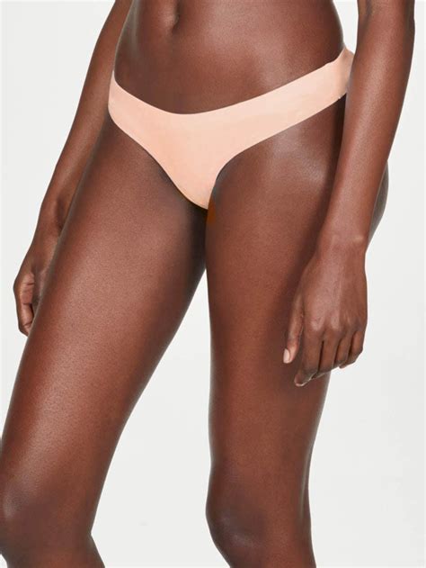 Recycled Nylon Seamless Thong In Blush Pink