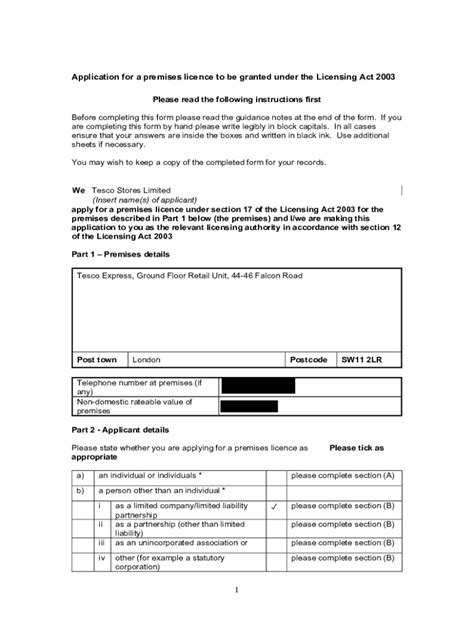 Fillable Online Tesco Express Licence Application London Fax Email Print Pdffiller