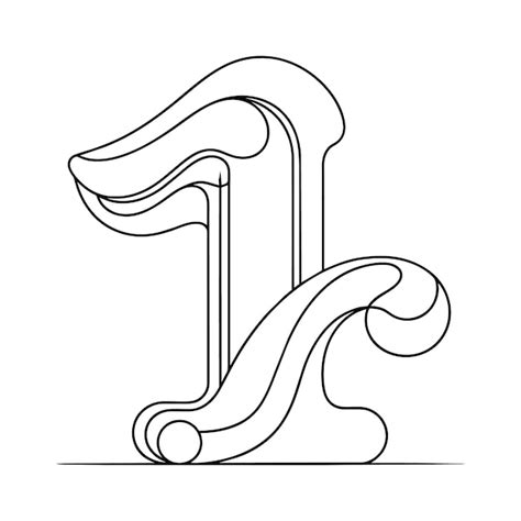 Premium Vector One Numeric Character Continuous Line Art Drawing