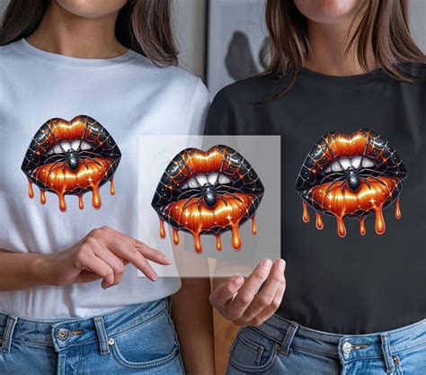 Spider Lips Halloween Dtf Design Dripping Spider Web Lips For Sublimation And Apparel Etsy