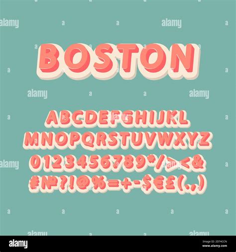 Boston Header Vintage 3d Vector Alphabet Set Stock Vector Image And Art