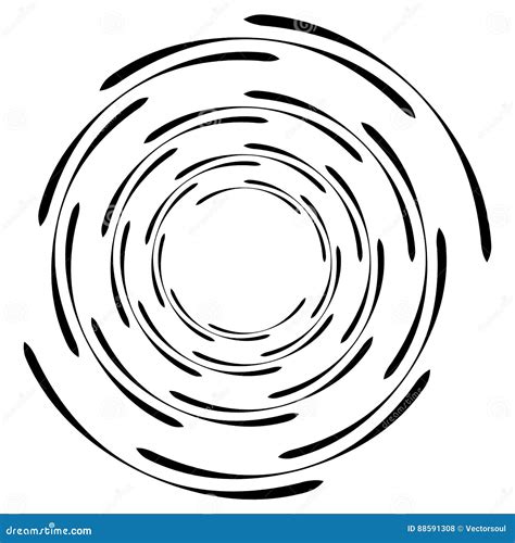 Abstract Geometric Spiral Ripple Element With Circular Concentric Lines Abstract Monochrome