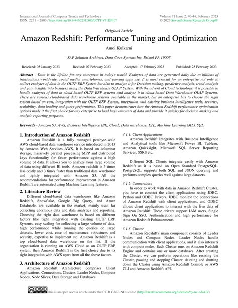 Pdf Amazon Redshift Performance Tuning And Optimization