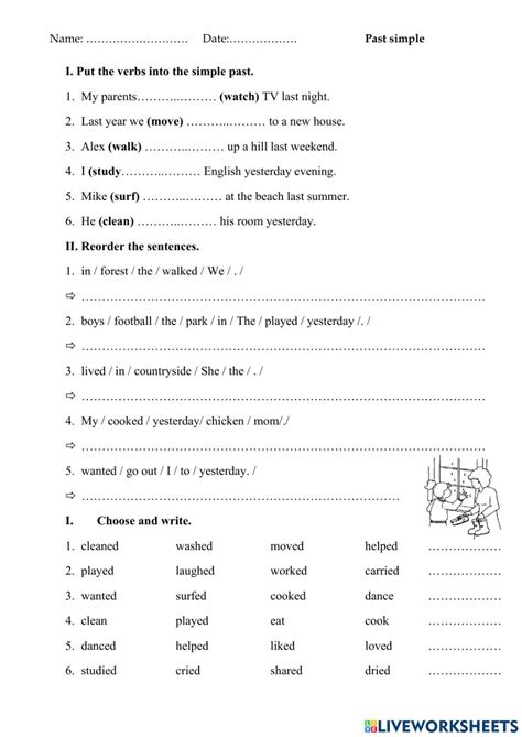 Past Simple Regular Verbs Worksheet For Grade 3