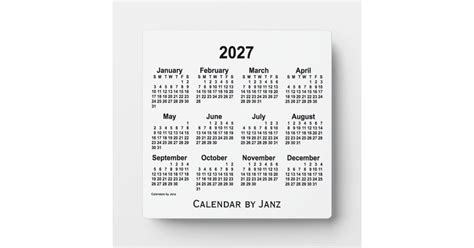 2027 White Desk Calendar By Janz Plaque Zazzle