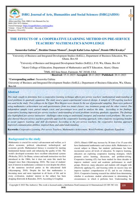 Pdf The Effects Of A Cooperative Learning Method On Pre Service