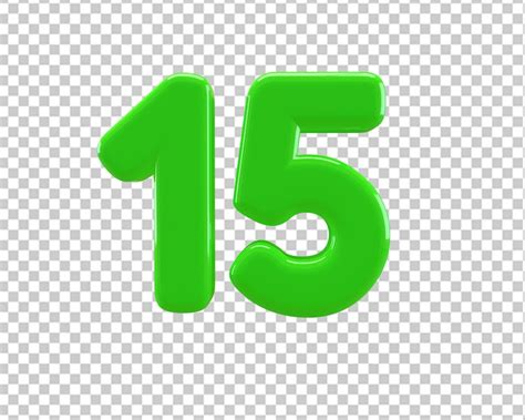 Premium Psd 15 Number Fifteen Green Icon 3d