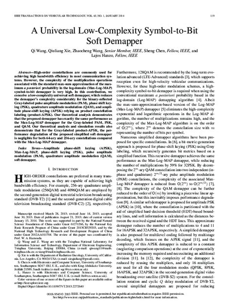 Pdf A Universal Low Complexity Symbol To Bit Soft Demapper