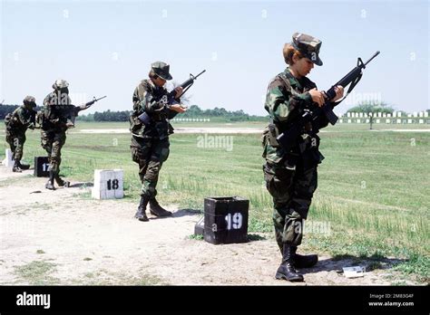 Female Marine Recruits Prepare To Fire M 16a2 Refiles During Small Arms