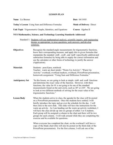 Using Trigonometric Sum Difference Formulas