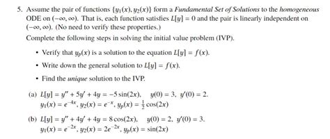 solved 5 assume the pair of functions {y1 x y2 x } form a