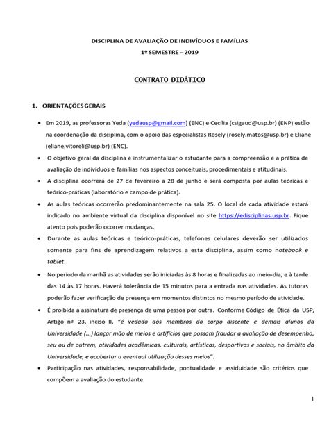 Contrato Didatico Aif 2019 Revisado Yeda E Cecília Pdf