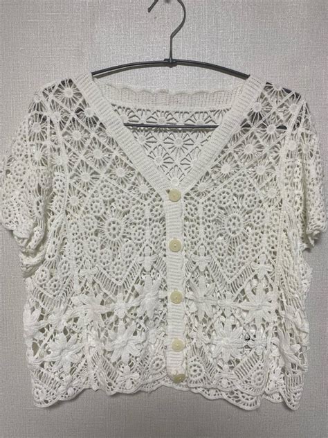 반팔 그물가디건화이트 헬로마켓