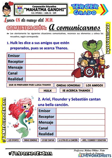 Elementos De La Comunicación Activity For Tercero De Primaria