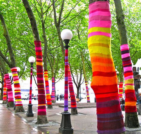 Street Art Form Known As Guerilla Knitting Form Example Download