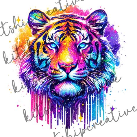90s Neon Tiger Clipart Bundle Neon Tiger Png Neon Clipart