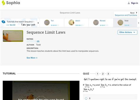 Sophia Sequence Limit Laws Lesson 3 Instructional Video For 9th 10th Grade Lesson Planet