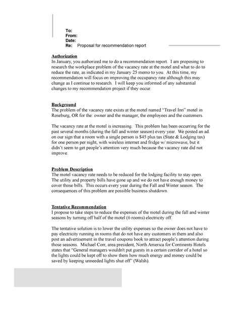 Eng 327 Proposal Memo Sample To From Date Re Proposal For