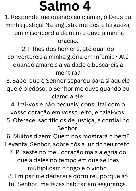 Salmo 4 Salmo 4 Para Imprimir Bom Dia Domingo