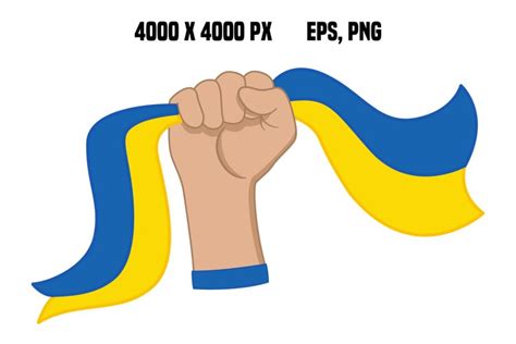 Raised Fist Holding Blue Yellow Ribbon