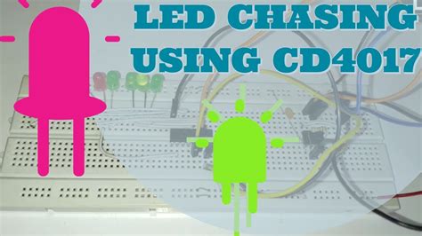 Led Chaser Circuit Using 555 Timer Cd 4017 Ic On Breadboard Basic Electronics Projects Youtube