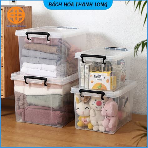 Thùng nhựa đựng đồ Việt Nhật thùng nhựa đựng quần áo trong suốt siêu bền sắp xếp đồ đạc nhiều