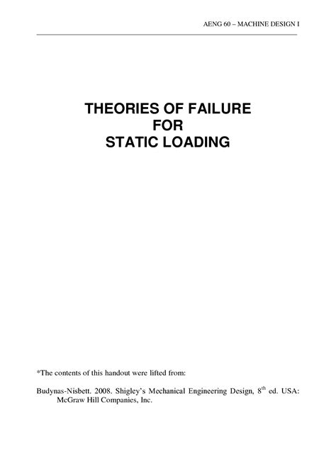 SOLUTION Theories Of Failure For Static Loading Studypool