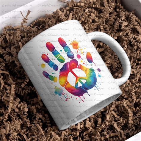 Rainbow Peace Hand Digital Download Crafty Harvest Designs