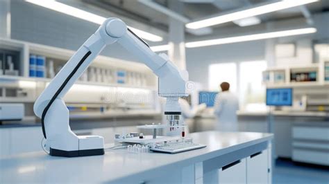Robotic Arm In A Modern Laboratory During A Research Experiment Focused