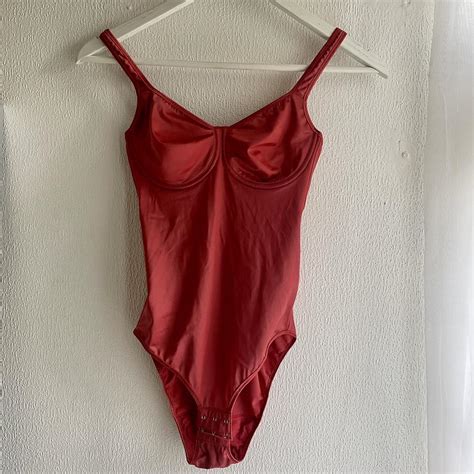 Gorgeous Vintage Red Bodysuit Leotard Worn As A Vest Depop